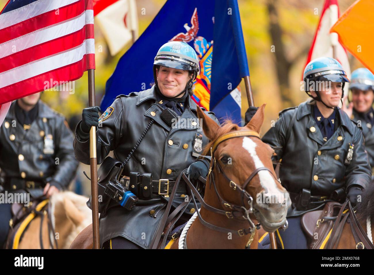 Members of the NYPD Mounted Unit are seen on 59th Street during the ...