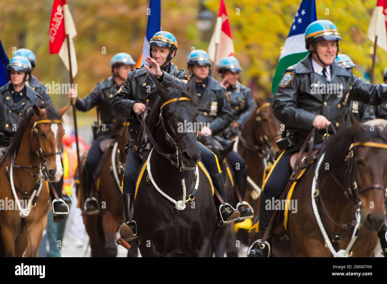 Members of the NYPD Mounted Unit are seen on 59th Street during the ...