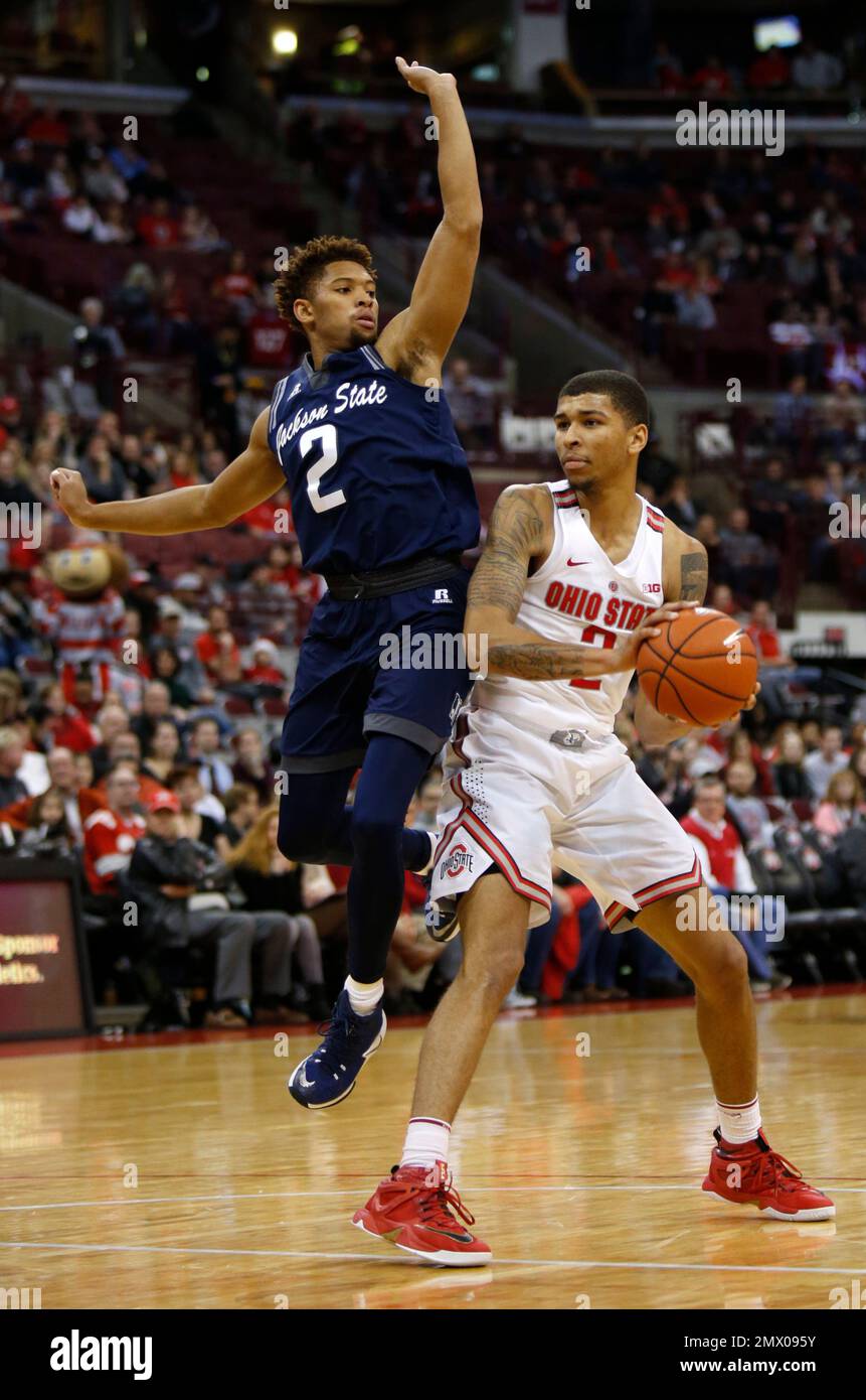 Ohio State forward Marc Loving, right, works against Jackson State ...