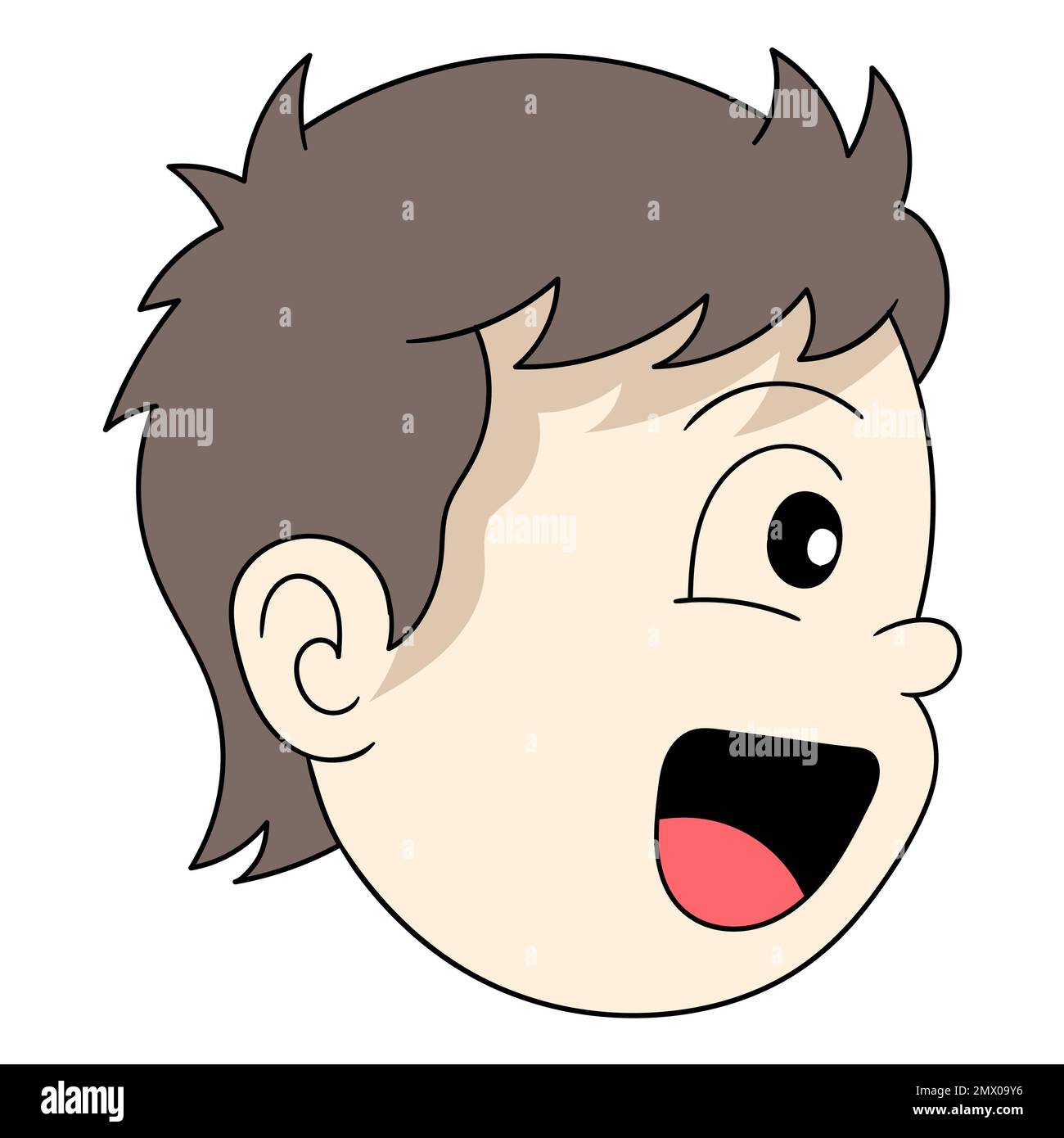 boy head is laughing from side angle. vector design illustration art ...