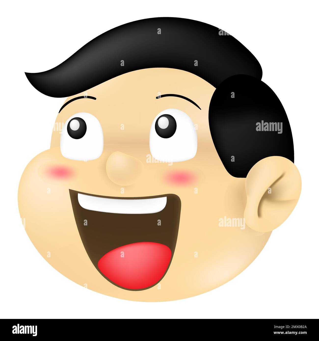 boy head with a laughing face and chubby cheeks. vector design ...