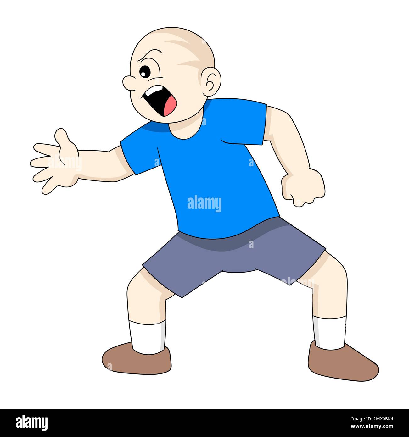 bald boy is doing sui paper hand gesture. vector design illustration ...