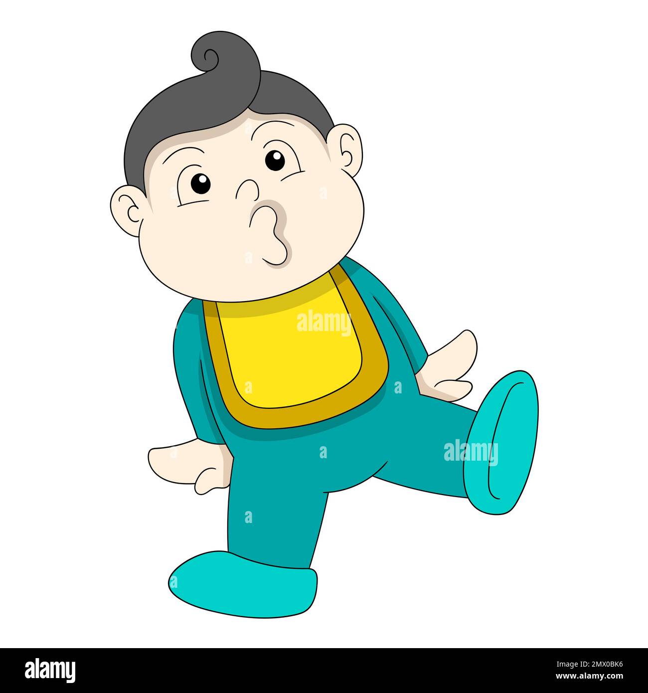 the baby boy was acting scrunched up in mockery. vector design ...