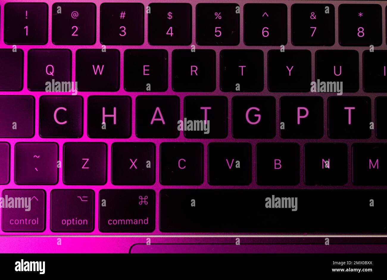 ChatGPT text on PC keyboard. ChatGPT is a chatbot launched by OpenAI Stock Photo - Alamy