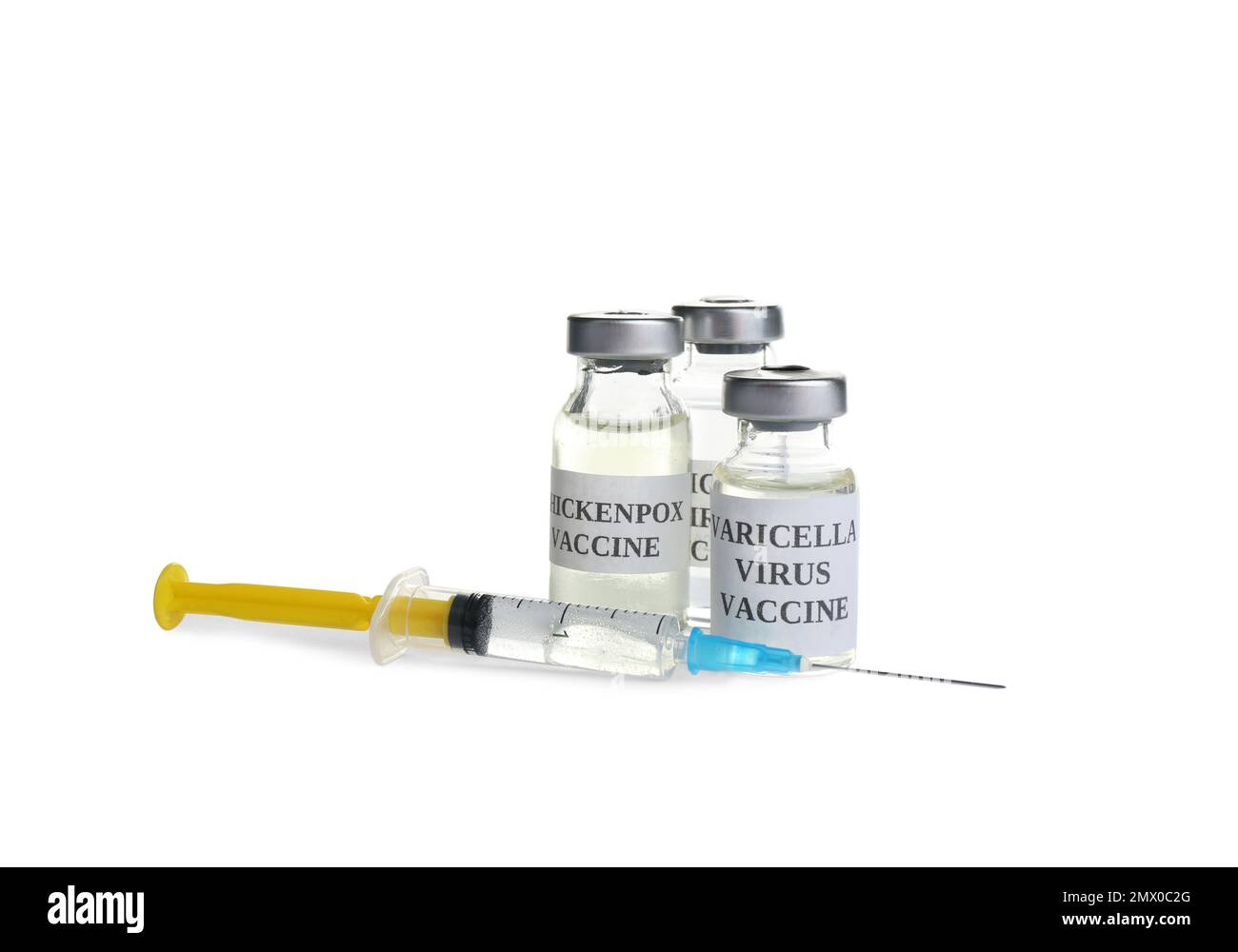 Chickenpox vaccine isolated on white. Varicella virus prevention Stock ...