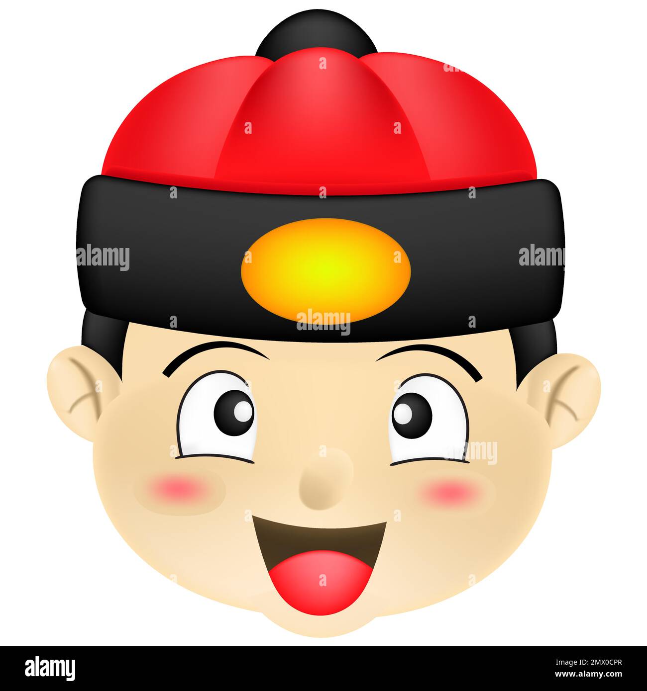 friendly looking boy head wearing a traditional china hat. vector ...