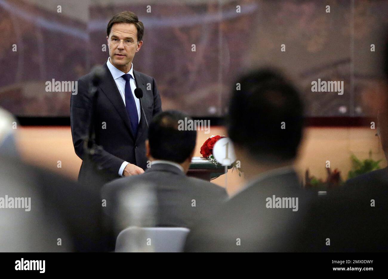 Dutch Prime Minister Mark Rutte delivers a speech before the members of ...