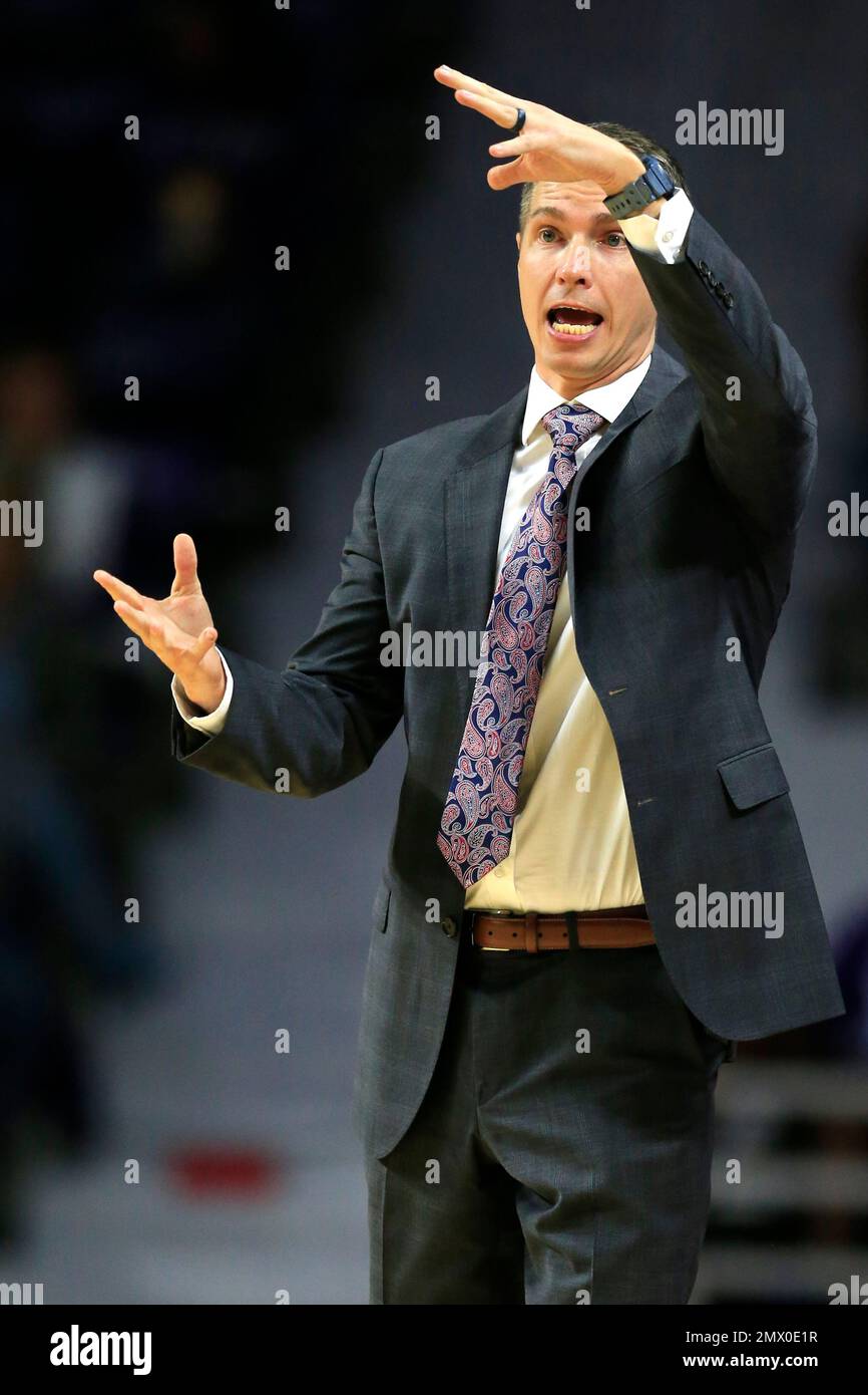 Robert Morris head coach Andrew Toole directs his team during the first ...