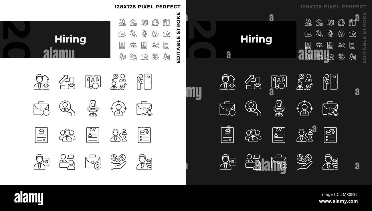 Hiring pixel perfect linear icons set for dark, light mode Stock Vector Image & Art - Alamy