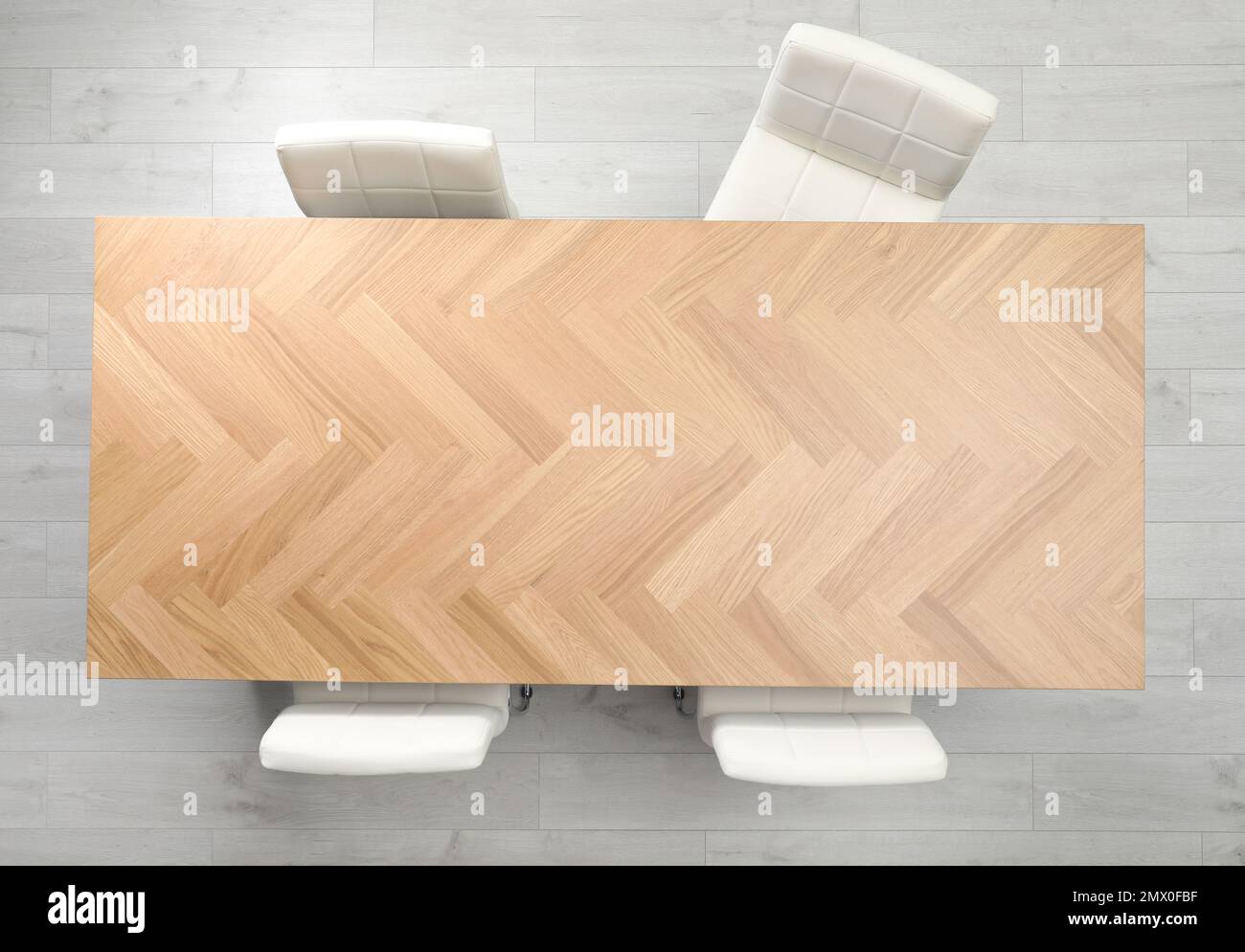 Modern office table with chairs, top view Stock Photo - Alamy