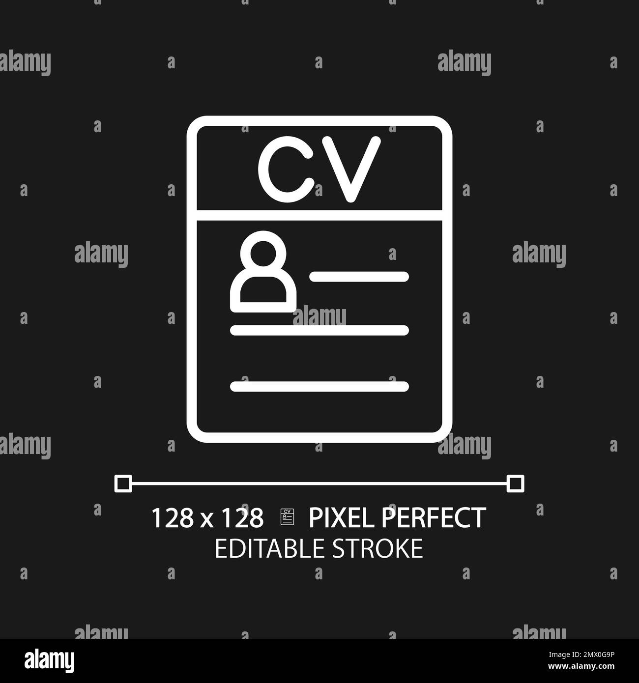 CV pixel perfect white linear icon for dark theme Stock Vector Image & Art - Alamy