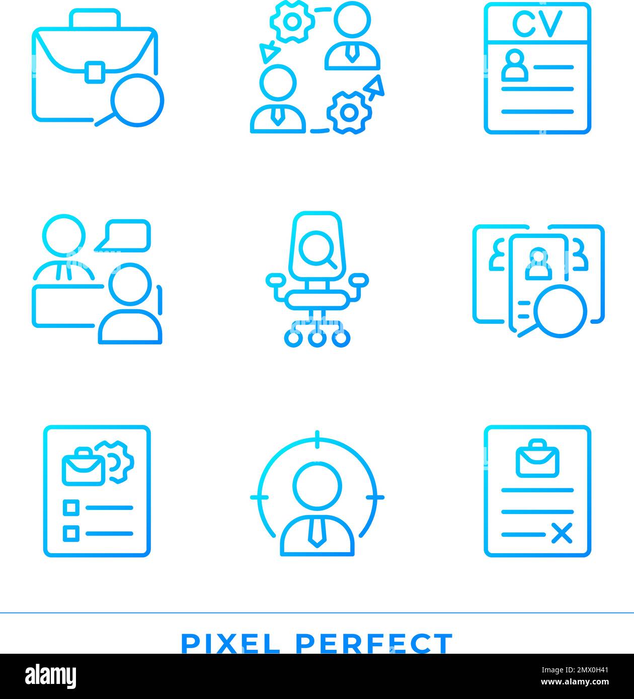 Hiring process organization pixel perfect gradient linear vector icons set Stock Vector Image ...