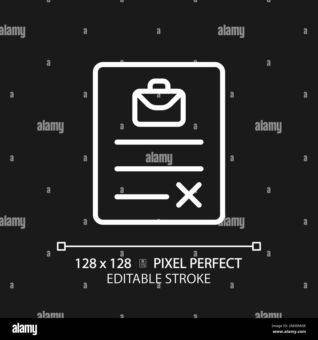 Employment contract pixel perfect white linear icon for dark theme ...