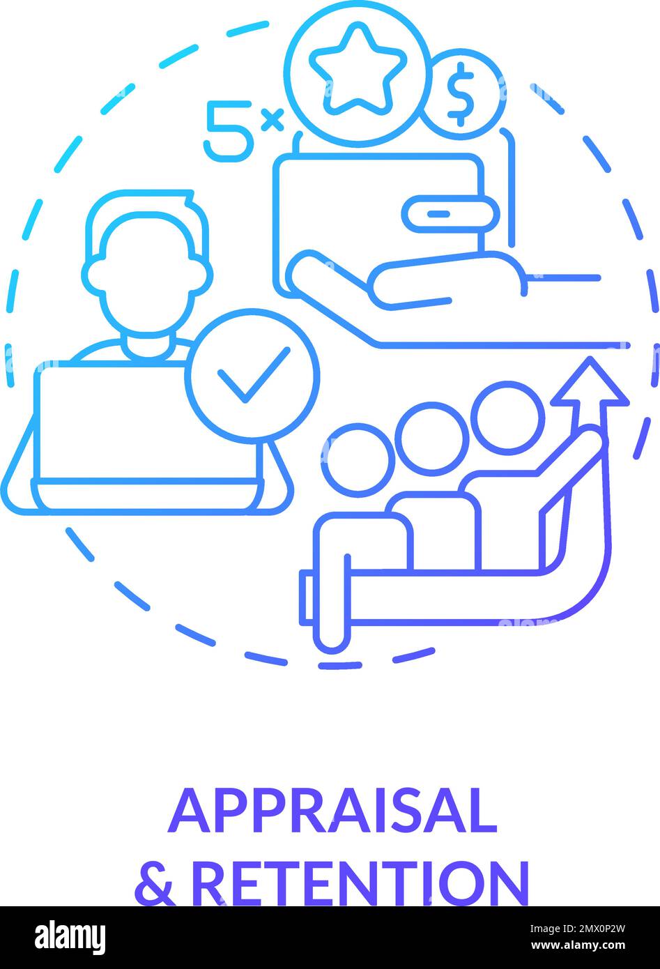 Appraisal and retention blue gradient concept icon Stock Vector Image ...