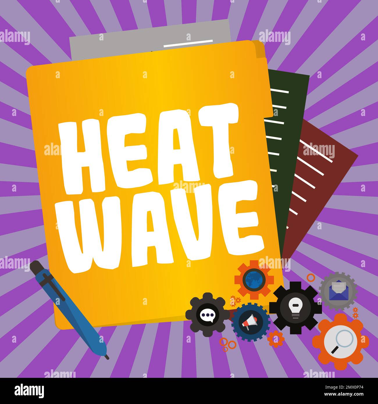 Hand writing sign Heat Wave. Business concept a prolonged period of ...