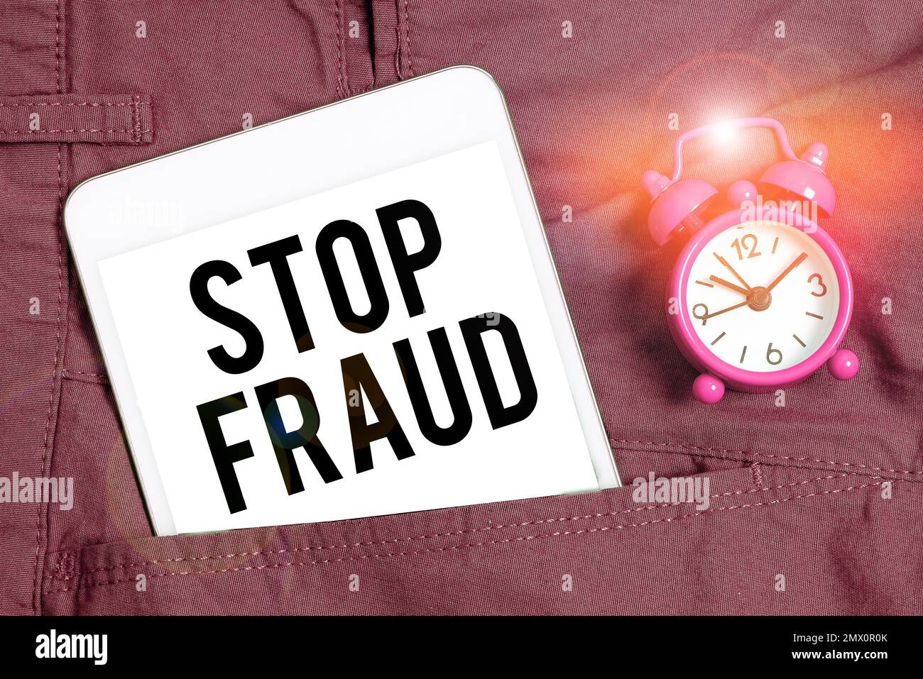Hand writing sign Stop Fraud. Word for campaign advices people to watch ...