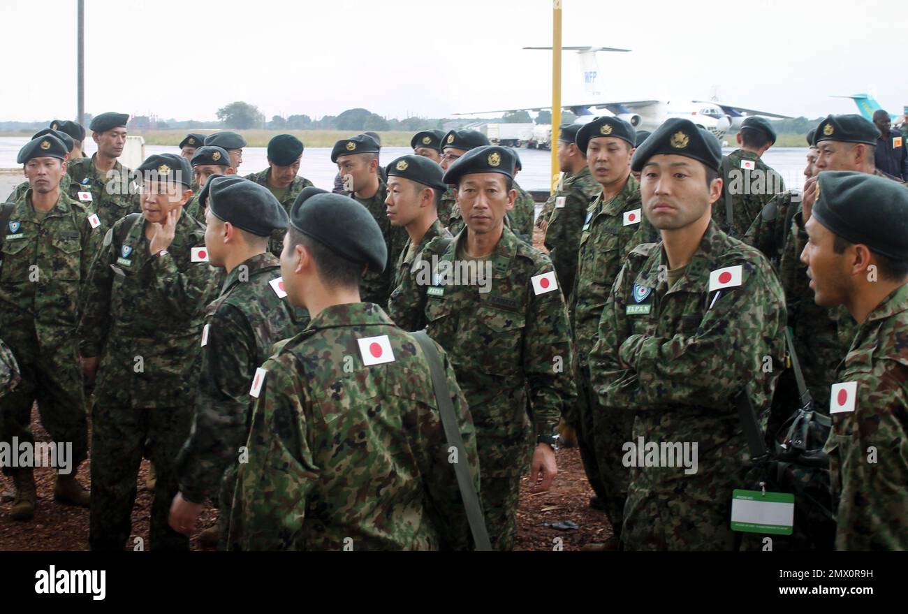 Members of the Japan Self-Defense Forces arrive as part of a second ...