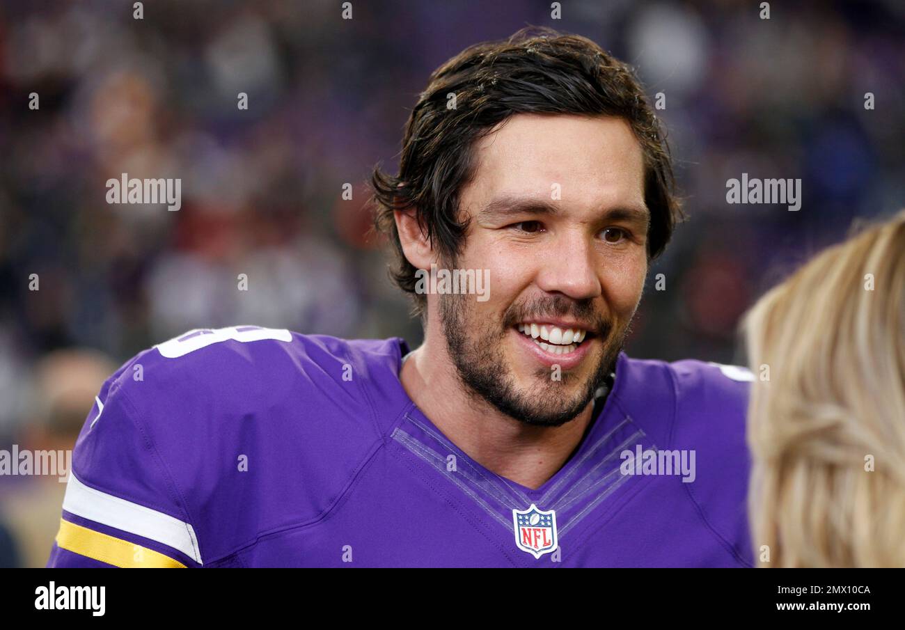Minnesota Vikings quarterback Sam Bradford is interviewed after an NFL ...