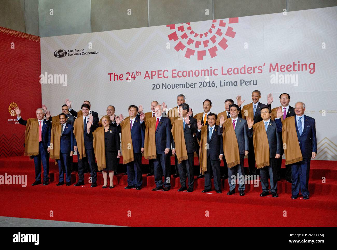 Leaders of Asia Pacific Economic Cooperation, APEC, front row from left ...