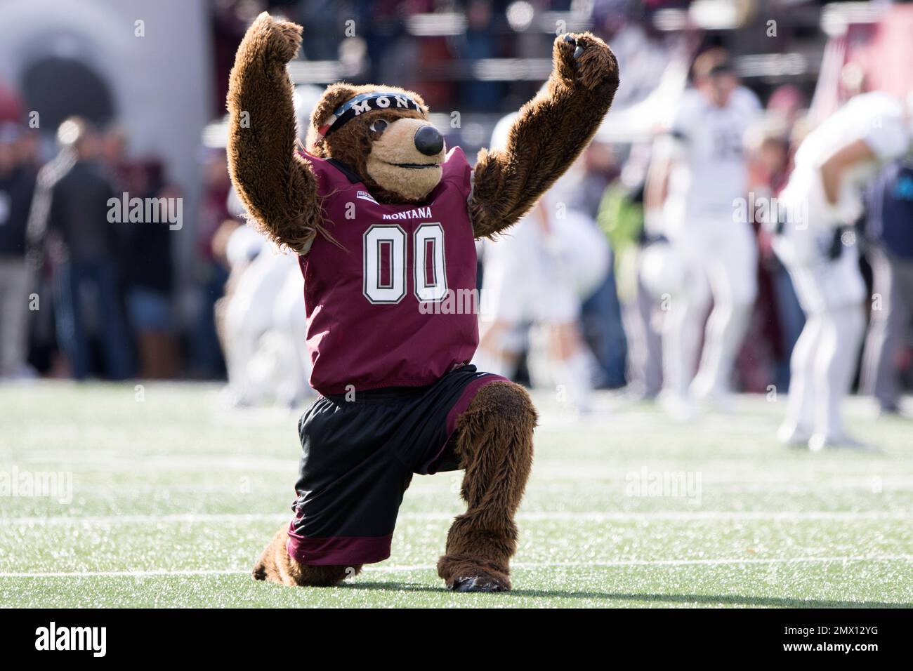 Montana mascot Monte tries to rally the crowd during an NCAA college ...
