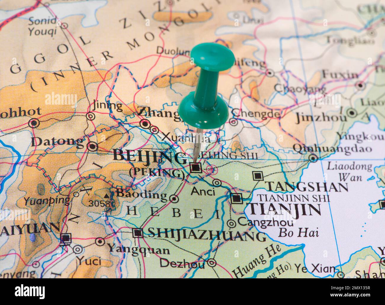 Location pin on map Beijing Stock Photo - Alamy