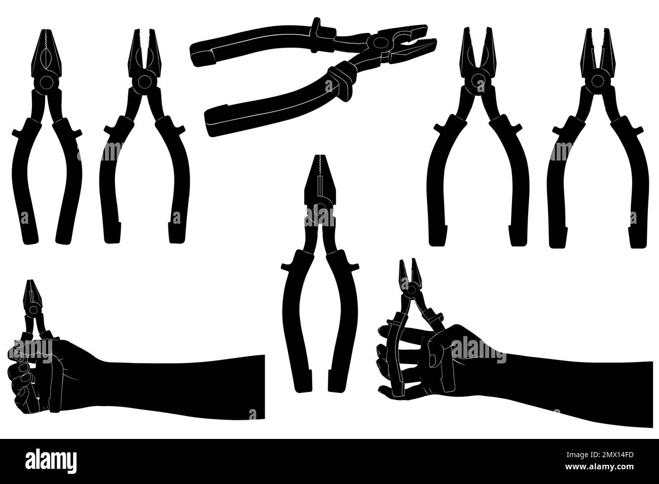 Collection of different pliers isolated on white Stock Photo - Alamy