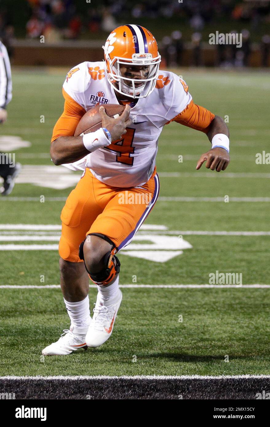 Clemson's Deshaun Watson (4) runs for a touchdown against Wake Forest ...