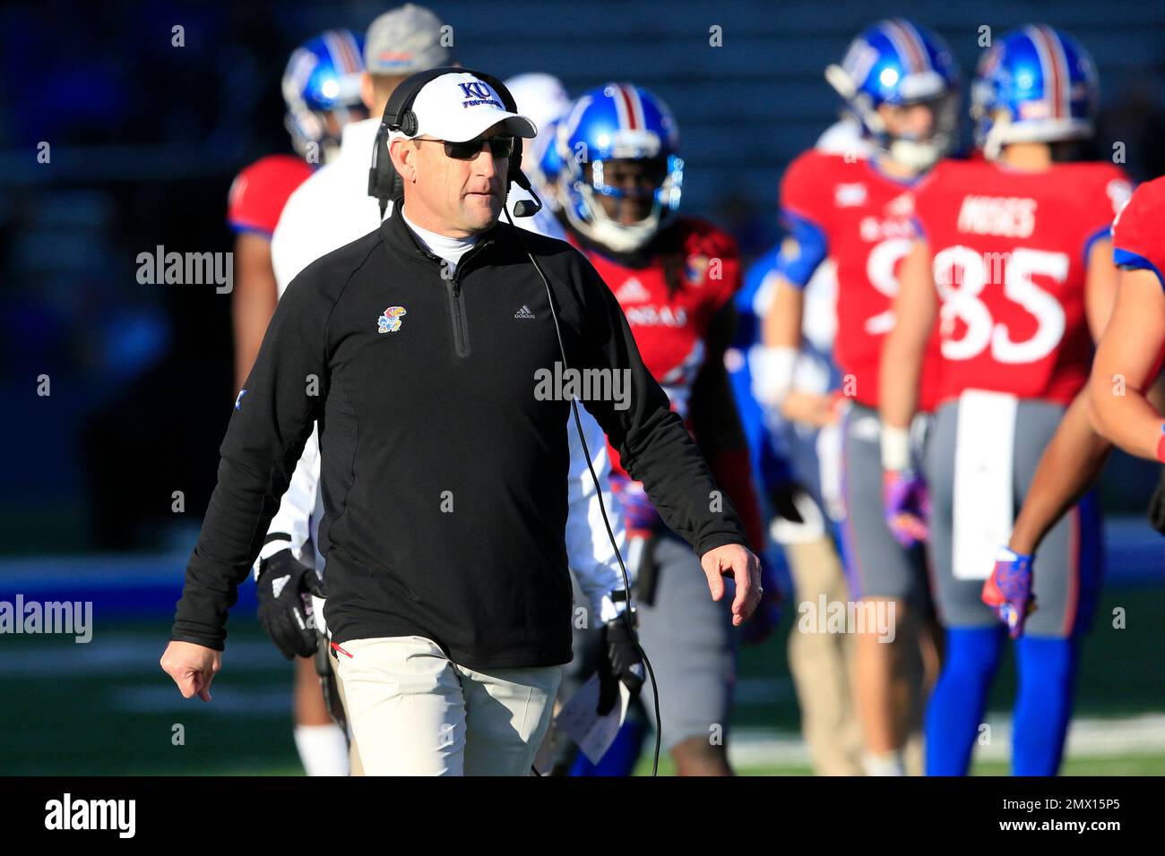 Kansas head coach David Beaty during the first half of an NCAA college ...