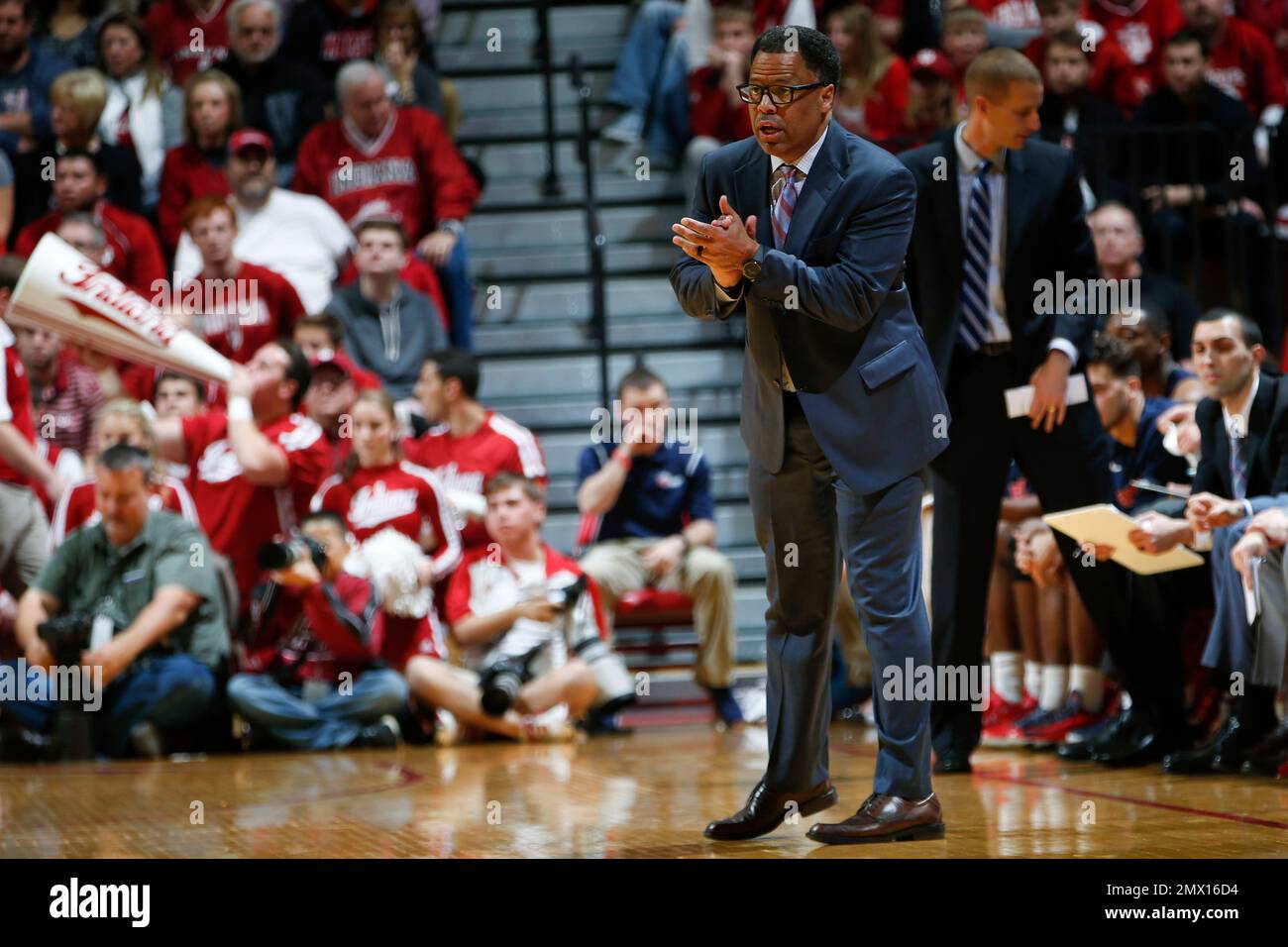 Liberty head coach Ritchie McKay claps while playing Indiana during the ...