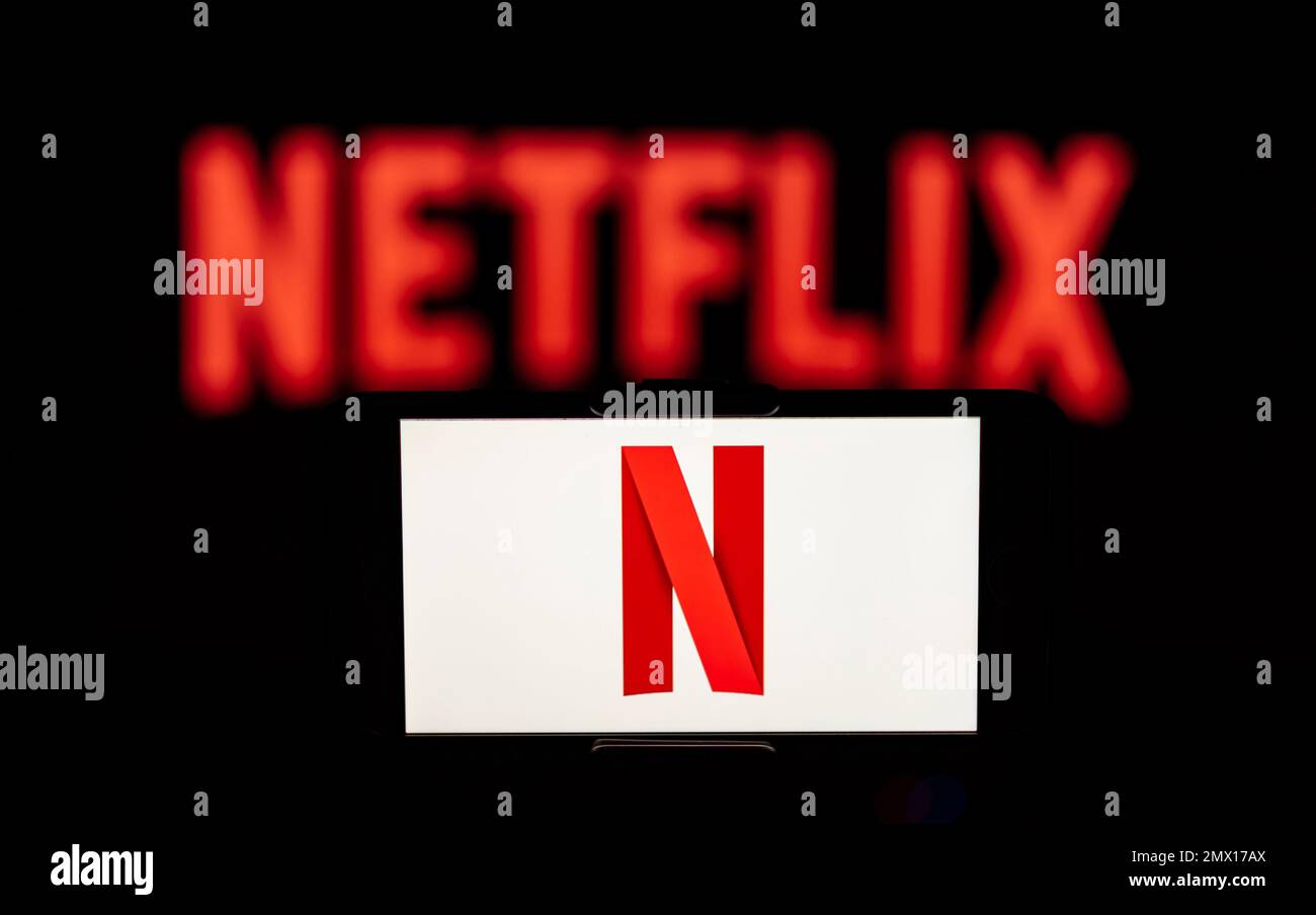 In this photo illustration, the Netflix logo is seen displayed on a ...