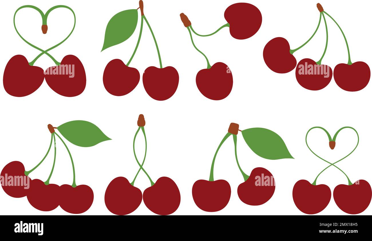 Illustration of different cherries isolated on white Stock Vector Image ...