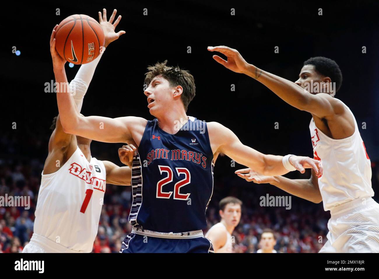 St. Mary's Dane Pineau (22) catches a pass against Dayton's Darrell ...
