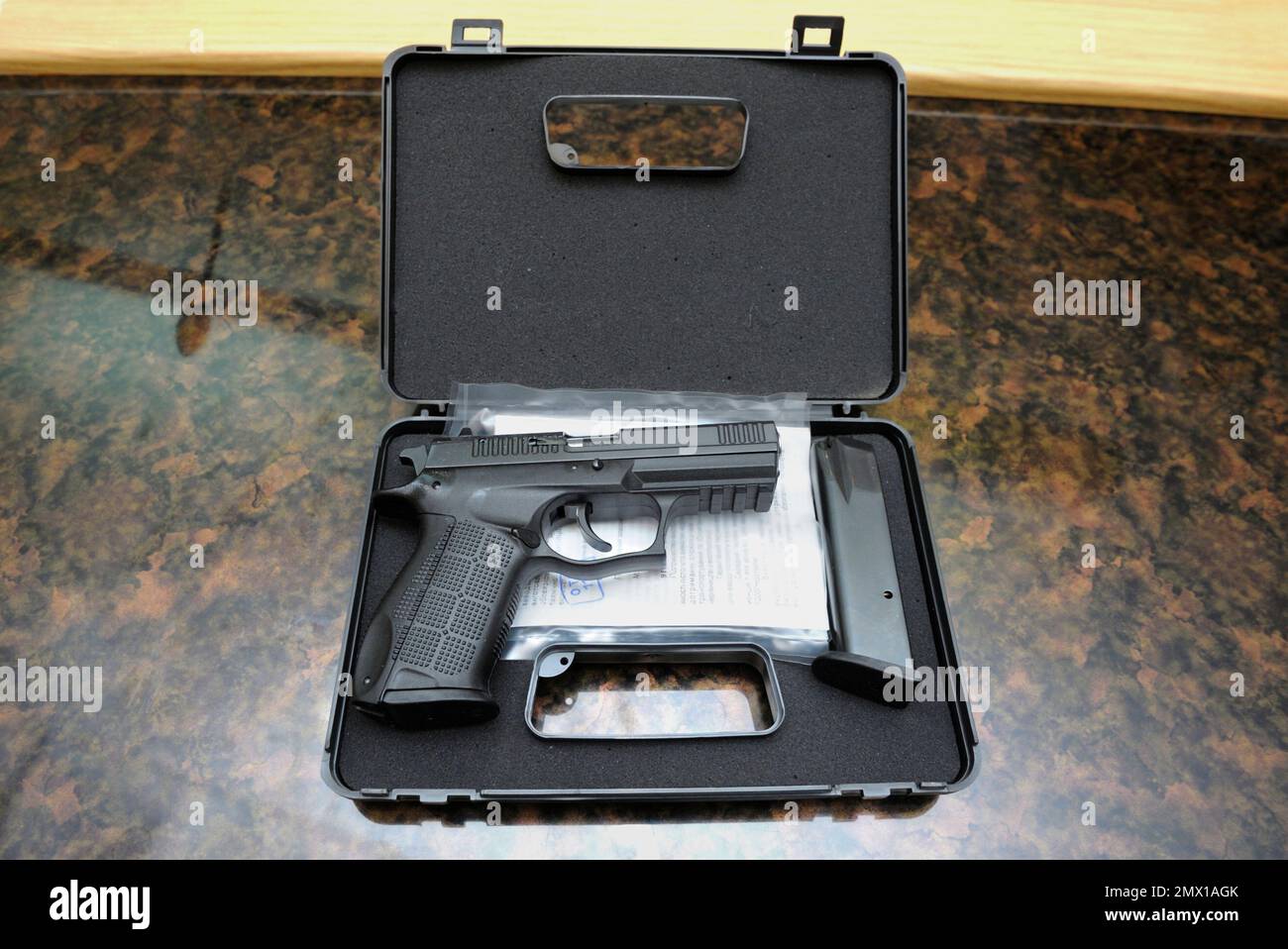 Award pistol Fort, made in Ukraine, placed in the box. Award weapon for ...