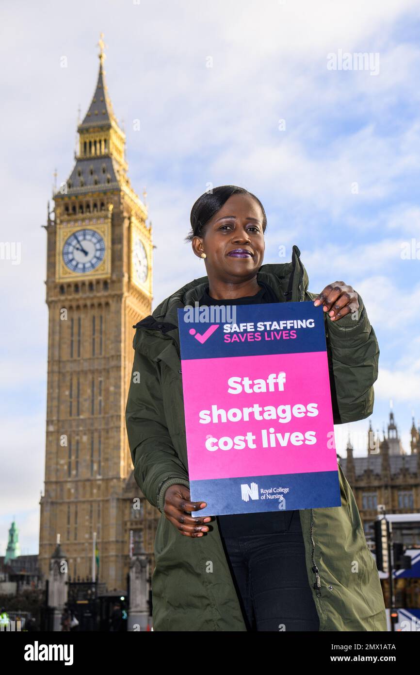 EDITORIAL USE ONLY Nurse Rosemond Mensah pictured in Parliament Square ...