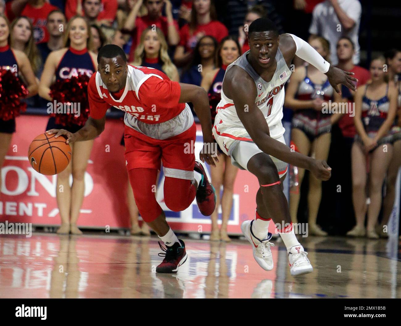 Sacred Heart guard Quincy McKnight gets pressured by Arizona guard ...