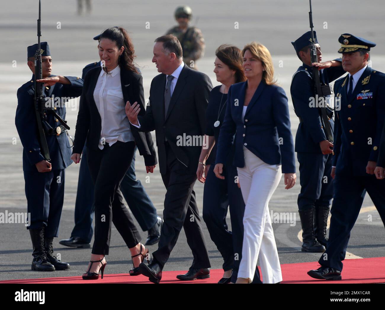New Zealand's Prime Minister John Key, third from left, and his wife ...