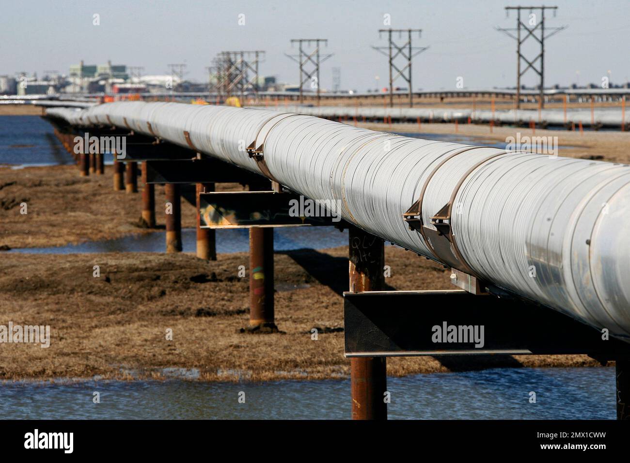 FILE - In this 2007 file photo, an oil transit pipeline runs across the ...