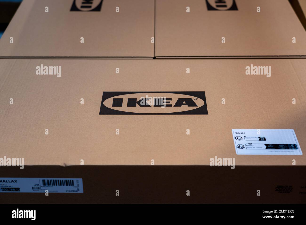 Belgrade, Serbia - January 02, 2023: IKEA logo on cardboard delivery ...