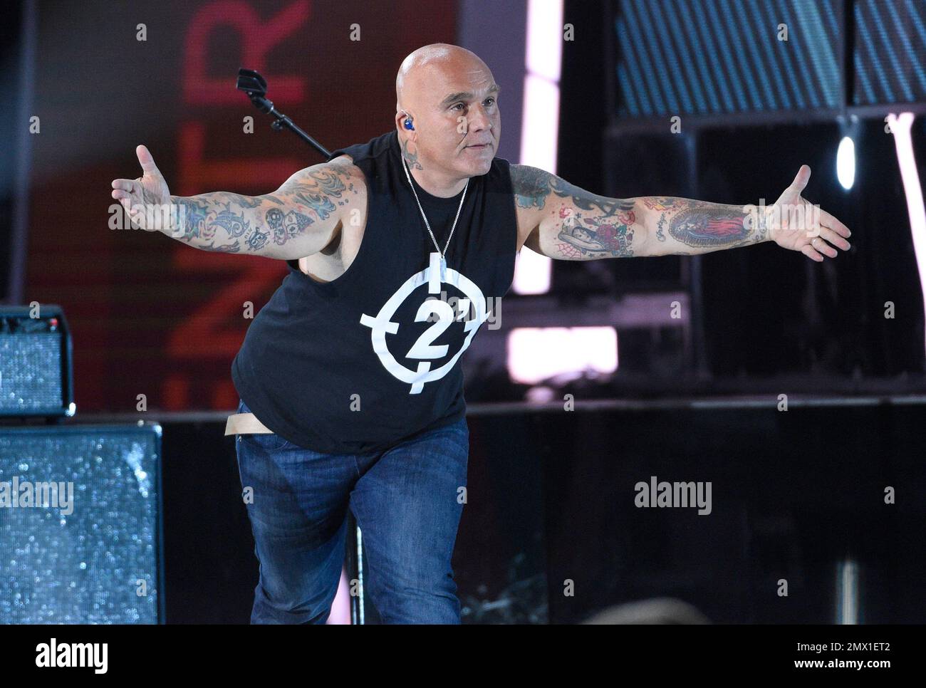 Flavio Cianciarulo, of Los Fabulosos Cadillacs" performs during a ...