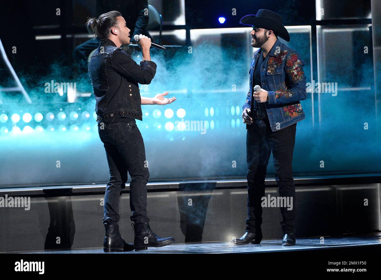 Prince Royce, left, and Gerardo Ortiz perform "Moneda"at the 17th ...