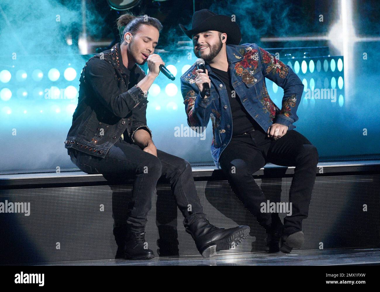 Prince Royce, left, and Gerardo Ortiz perform "Moneda"at the 17th ...