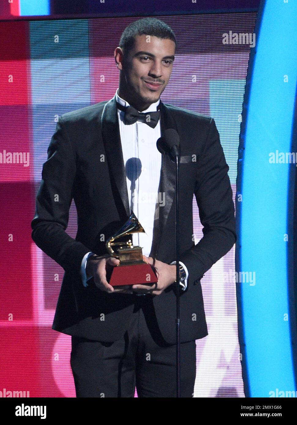Manuel Medrano accepts the award for best new artist at the 17th annual Latin Grammy Awards at ...