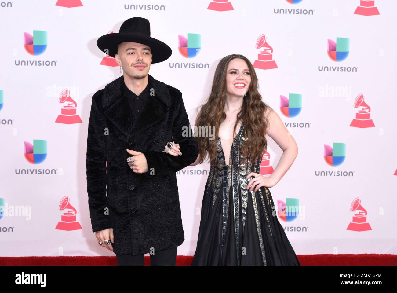 Jesse Huerta, left, and Joy Huerta of Jesse y Joy arrive at the 17th ...