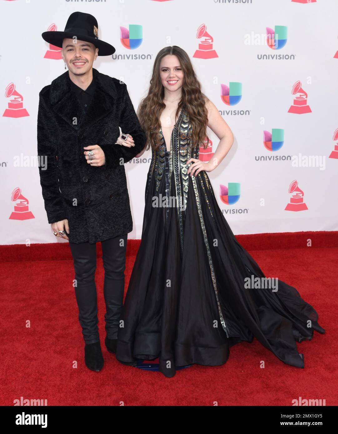 Jesse Huerta, left, and Joy Huerta, of Jesse & Joy, arrive at the 17th ...