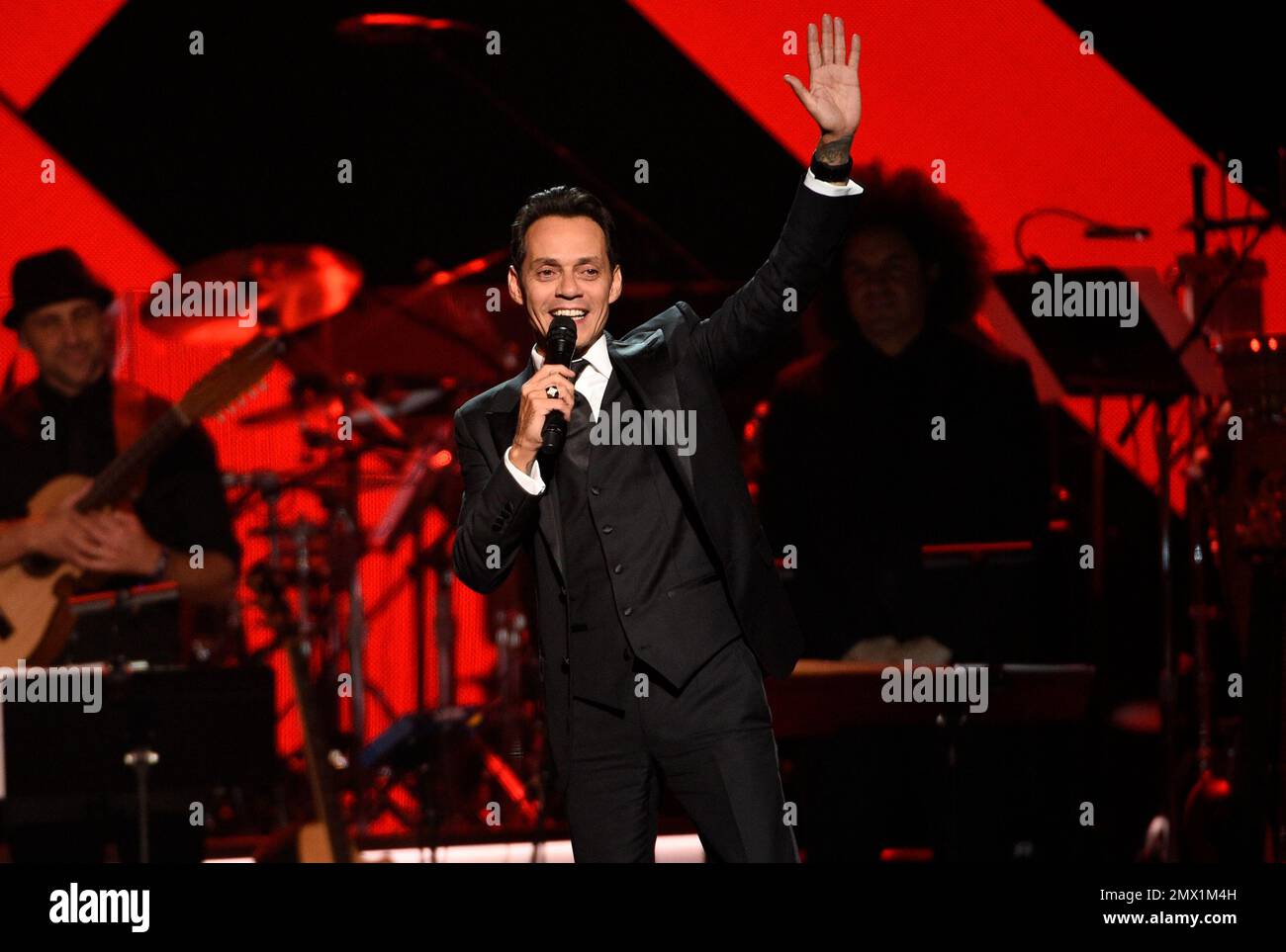 Honoree Marc Anthony accepts the award for the Latin Recording Academy ...