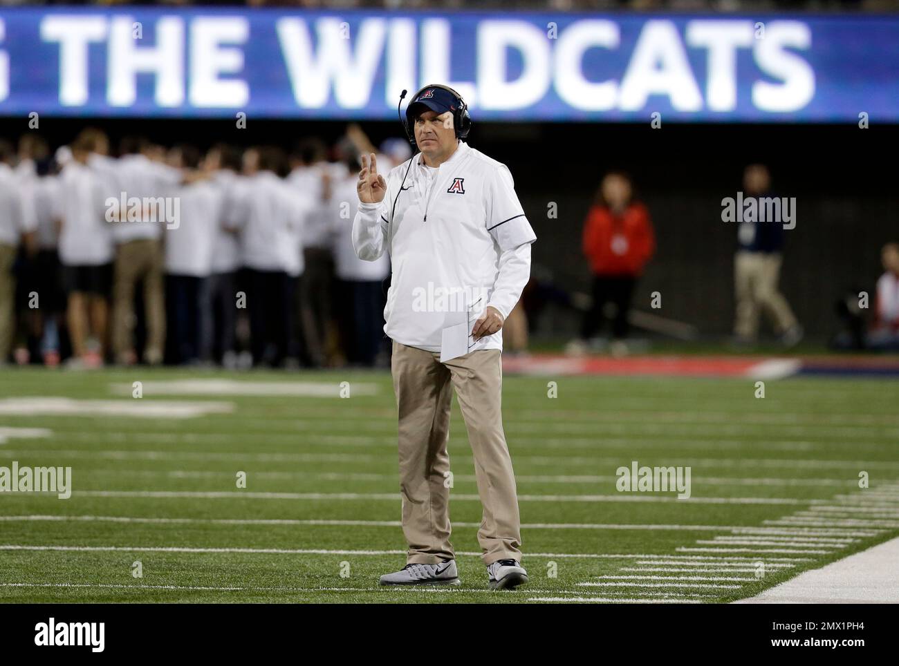Arizona head coach Rich Rodriguez during the first half of an NCAA ...