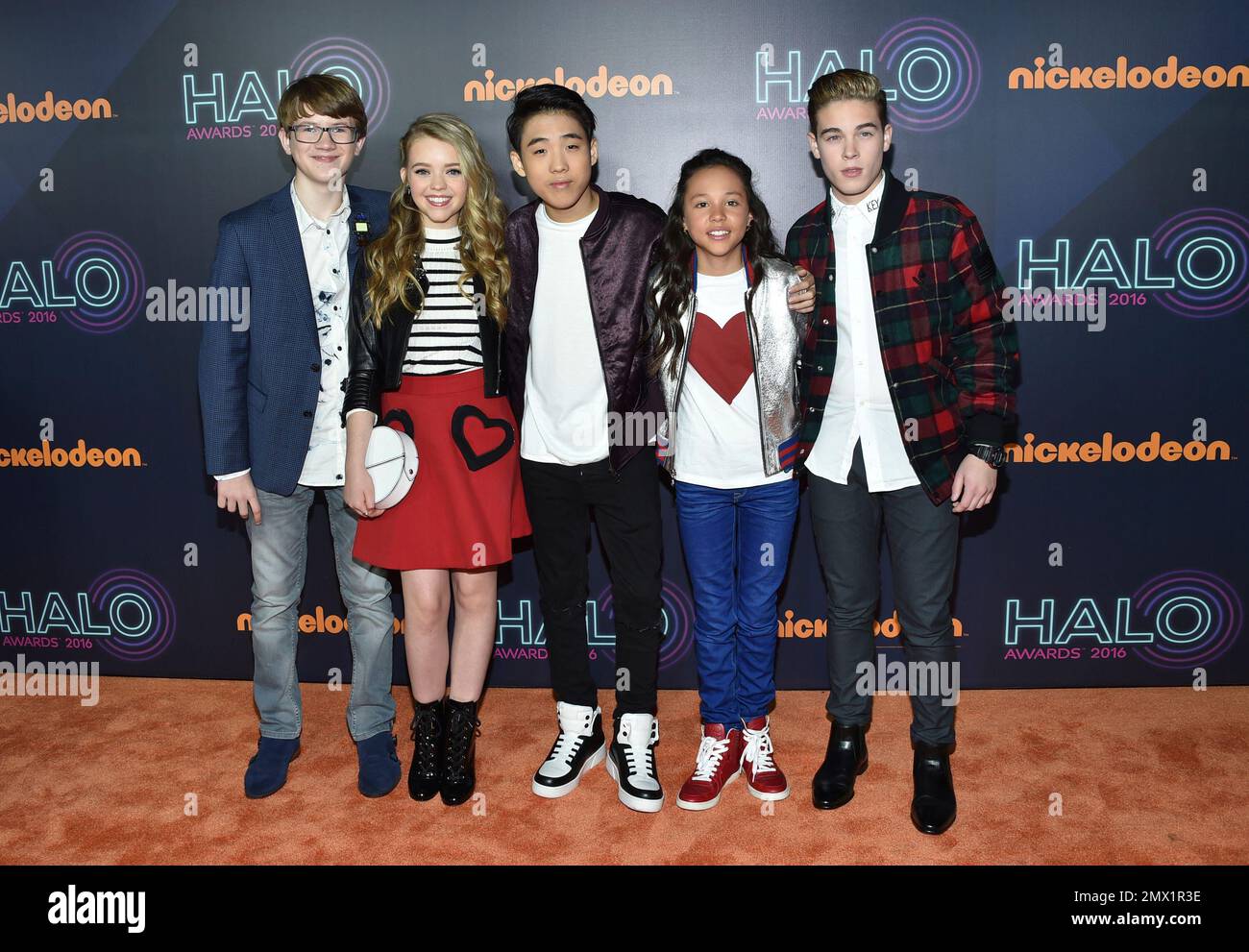 "School of Rock" cast members, from left, Aidan Miner, Jade Pettyjohn ...