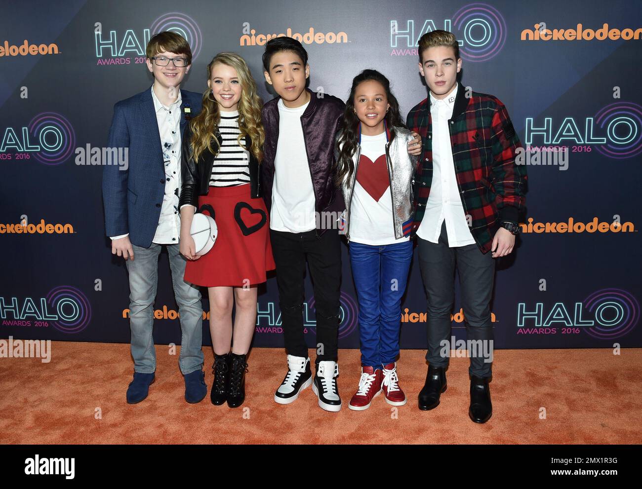 "School of Rock" cast members, from left, Aidan Miner, Jade Pettyjohn ...