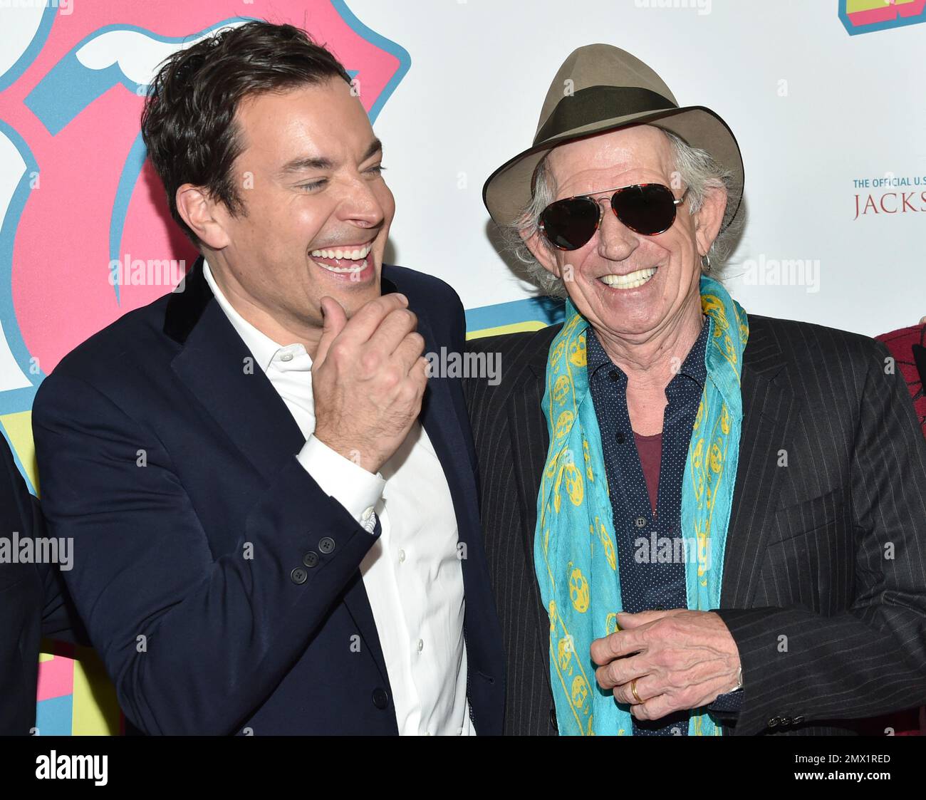 Talk show host Jimmy Fallon, left, and guitarist Keith Richards attend ...