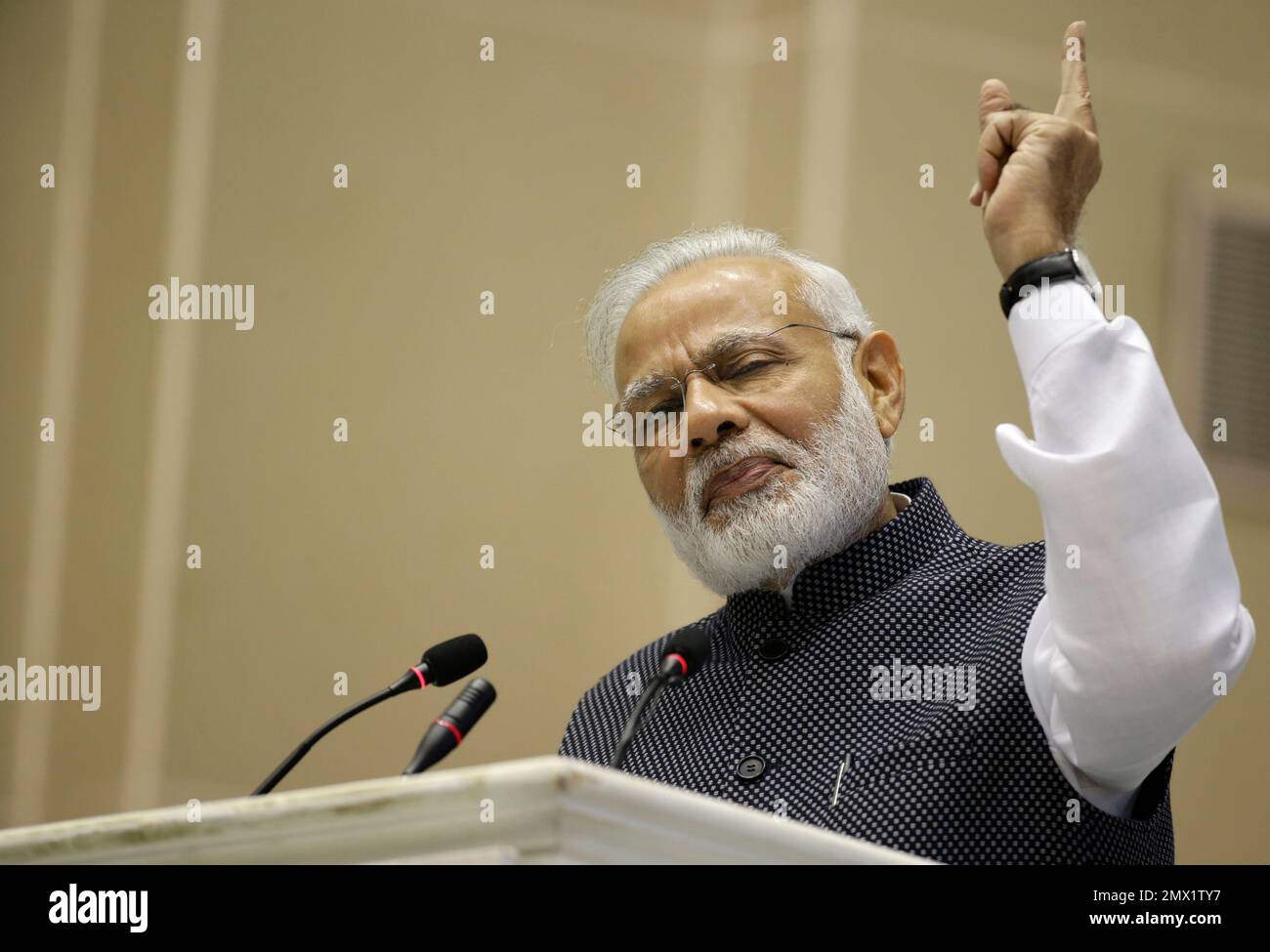 Indian Prime Minister, Narendra Modi, delivers a speech after the ...